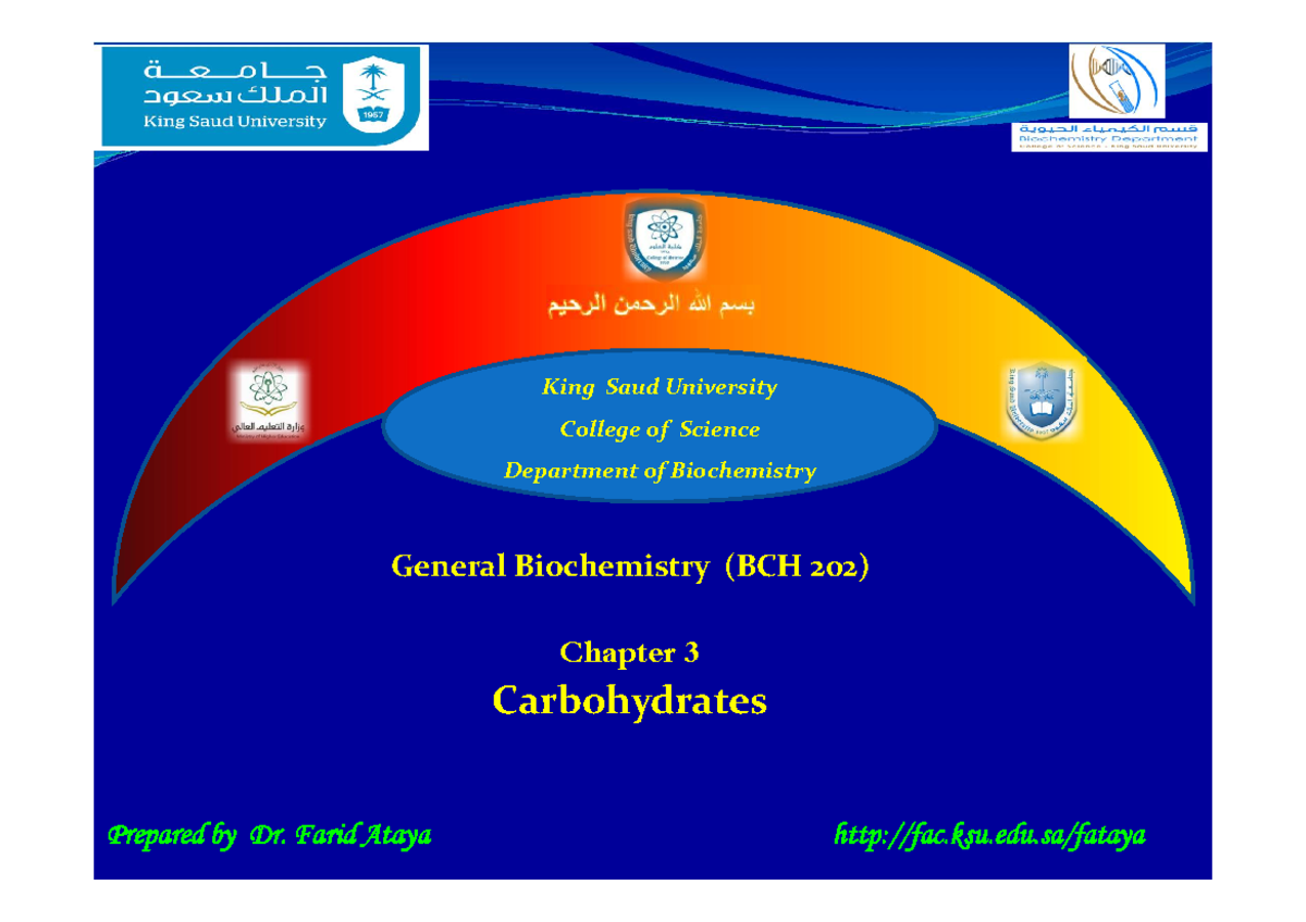 3-bch202 carbohydrates modified - General Biochemistry (BCH 202 ...
