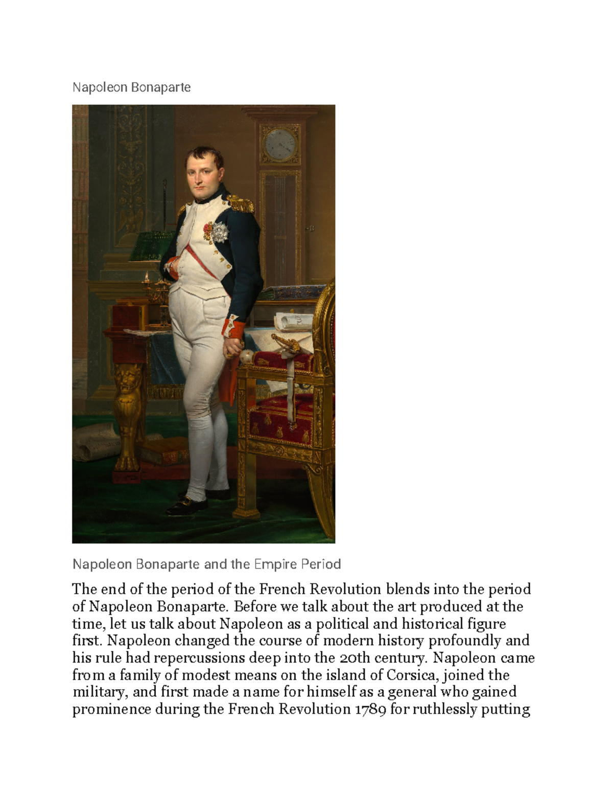 Cumulative Art Notes - LSU Art History Prof. Darrius Spieth - Napoleon ...