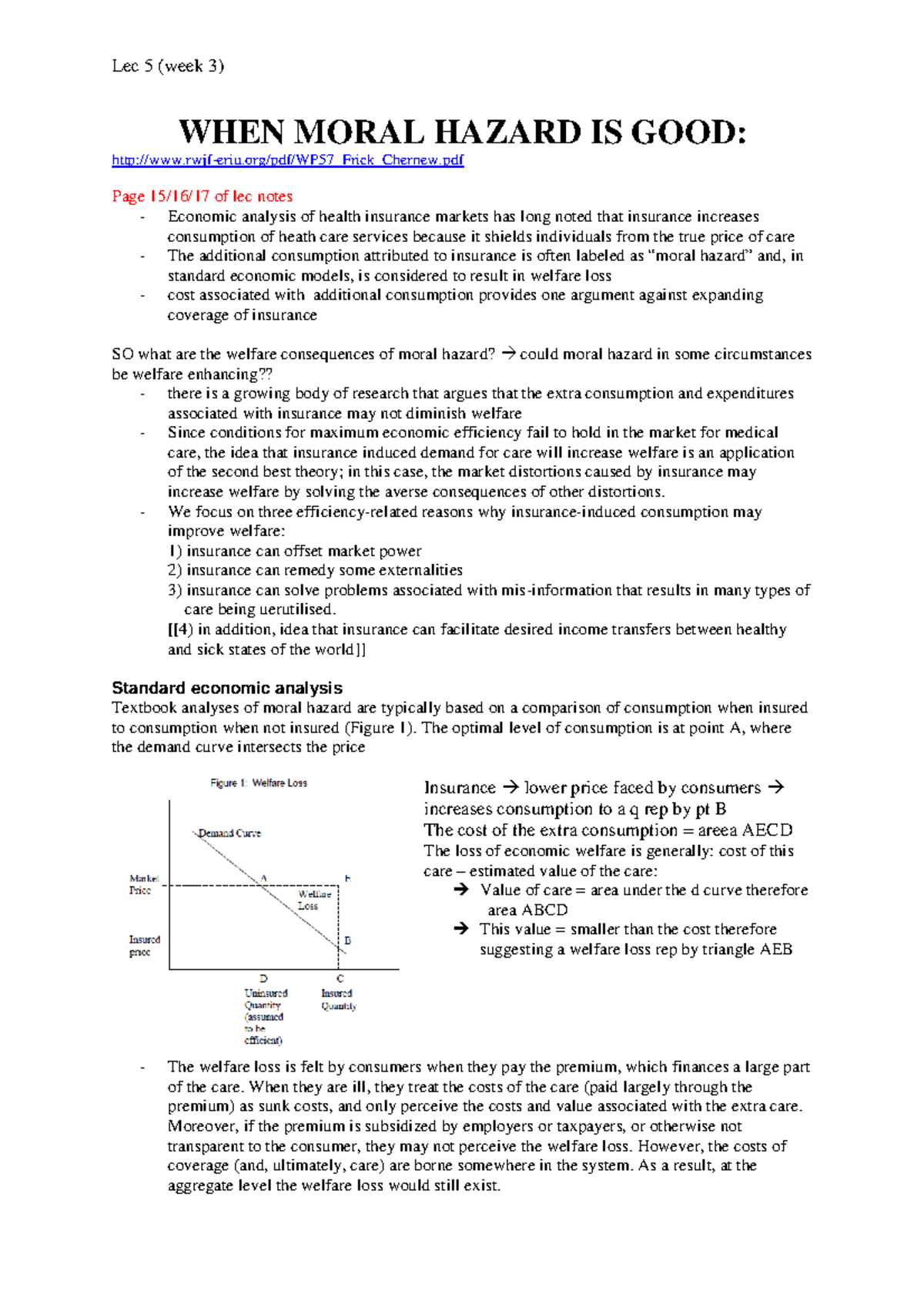 LH Health Economics: When Moral Hazard is Good Summary - WHEN MORAL ...