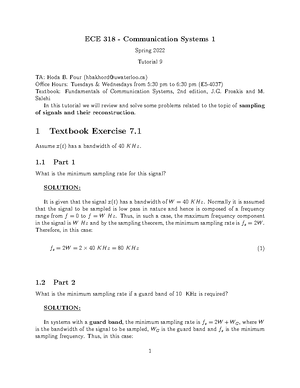 Tutorial 10 - Instructor: Weihua Zhuang - ECE 318 - Communication ...