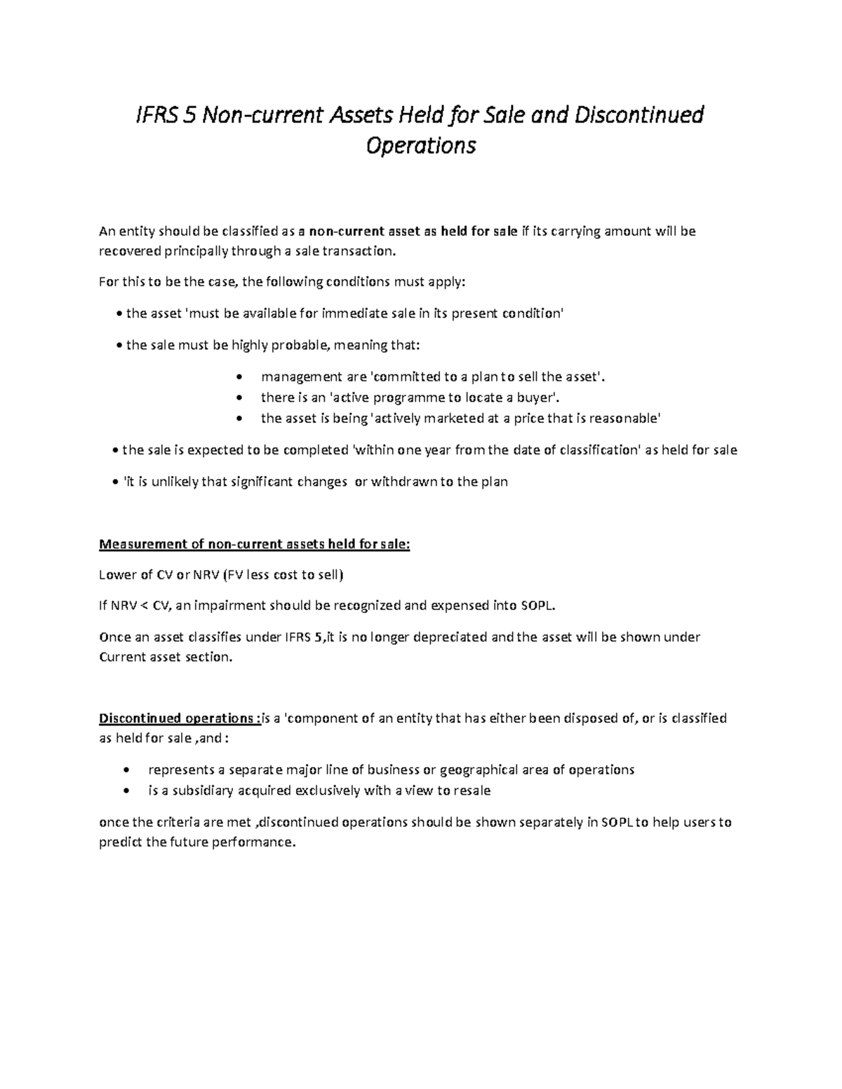IFRS 5 - Concepts - IFRS 5 Non-current Assets Held for Sale and ...