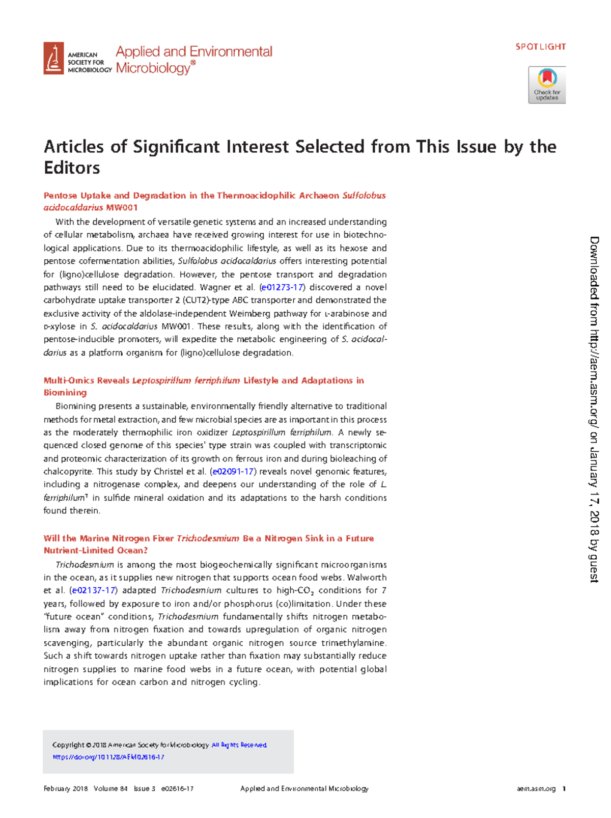 AEM - AEM - Articles of Significant Interest Selected from This Issue ...