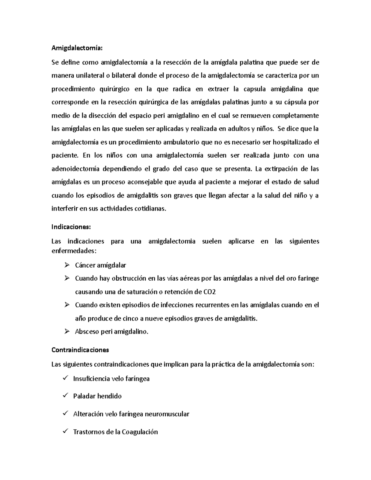 Pos Operatorio De Amigdalectomia E Adenoidectomia
