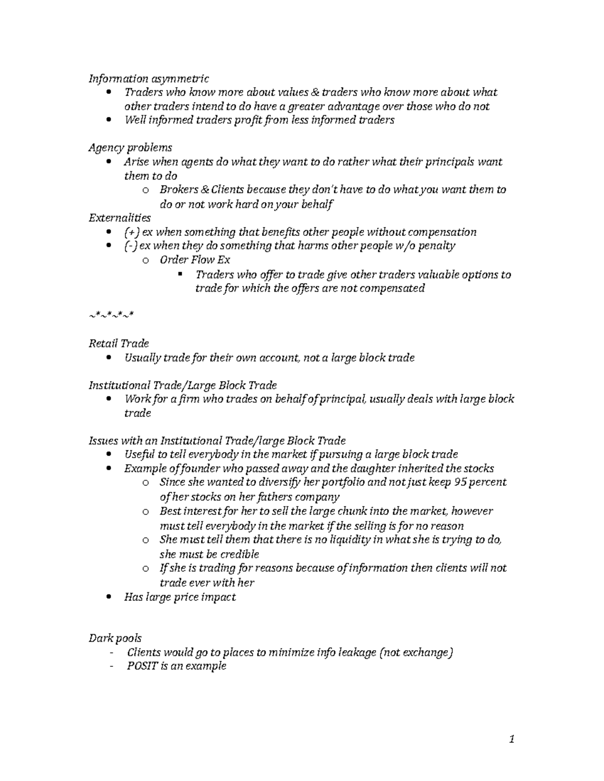 POST Study Guide - Information asymmetric Traders who know more about ...