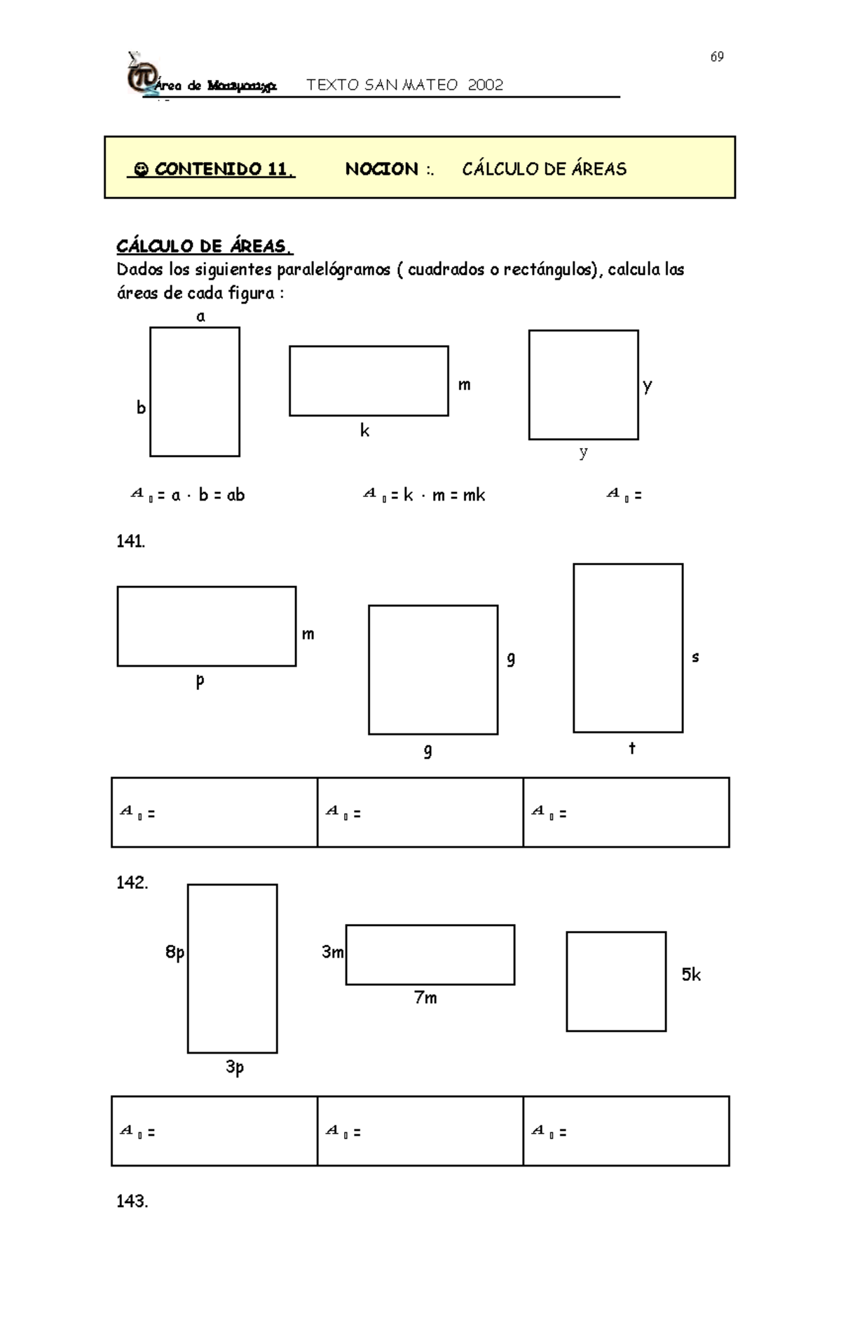 Algebra 4 - EJERCICIOS DE MATHE - CONTENIDO 11. NOCION :. CÁLCULO DE ...