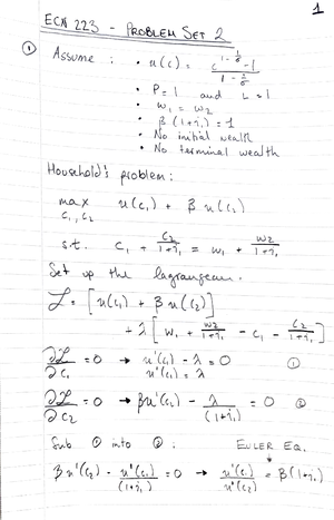 Problem set 8 2023 - ECN223 - Selected Topics in Macroeconomics 2021/ Problem Set 8 (Week 10 ...