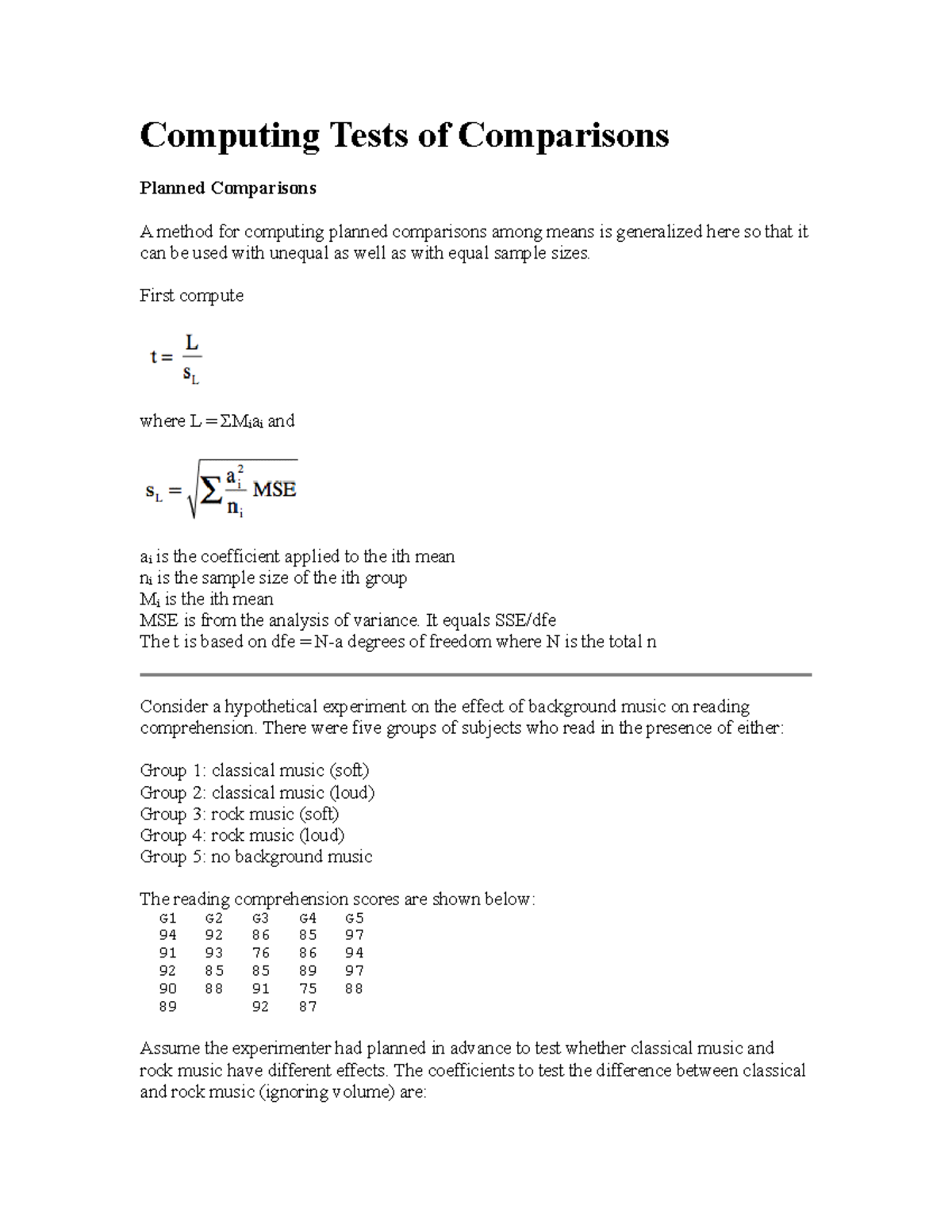 Unit 5 Multiple Comparisonexample - Computing Tests of Comparisons ...