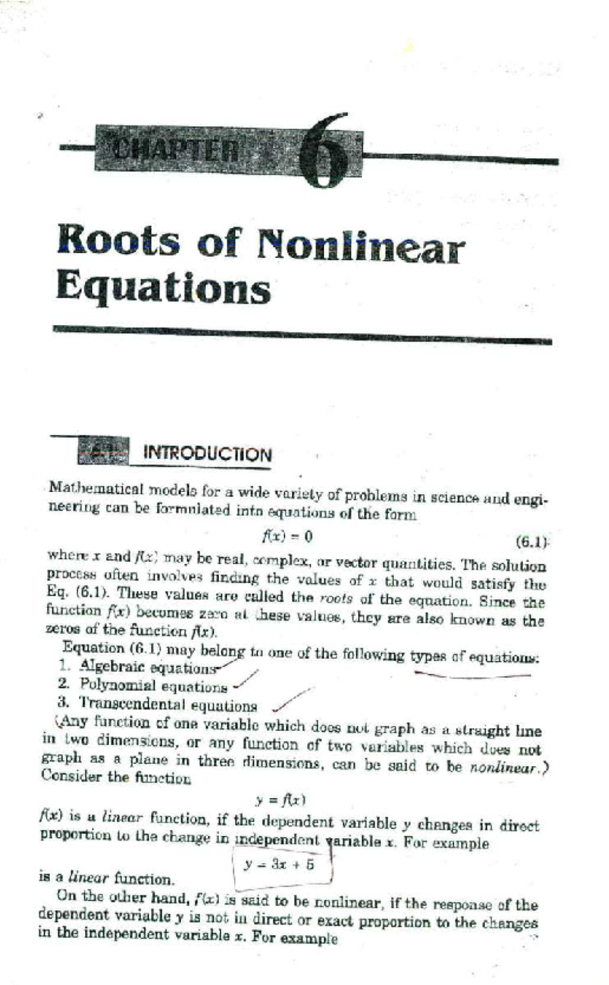 3. Chapter 6-10 - Roots of Nonlinear Equations INTRODUCTION Mathematical models for a wide ...