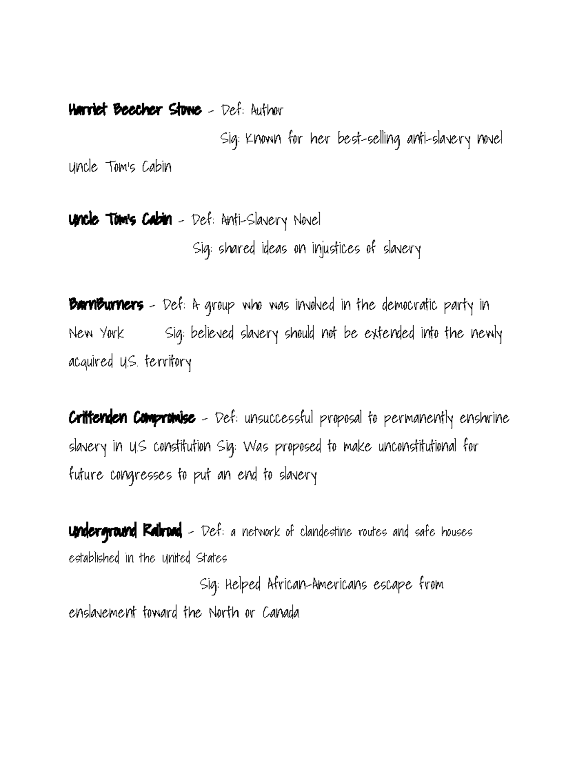Chapter 13 Worksheet - Harriet Beecher Stowe - Def: Author Sig: Known ...