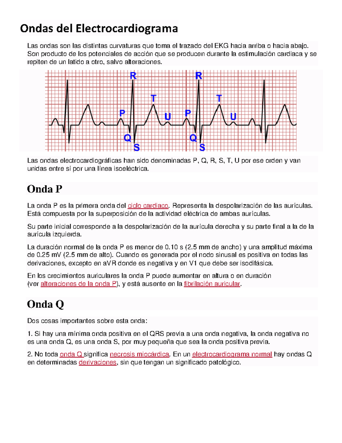 Ondas del Electrocardiograma - Son producto de los potenciales de ...
