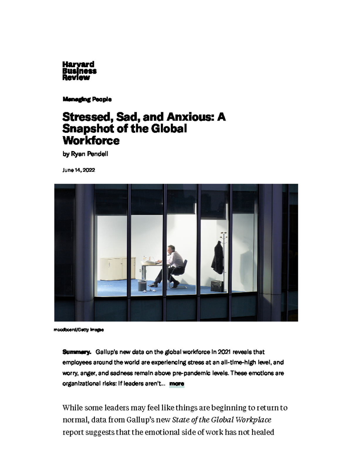 Stressed, Sad, and Anxious A Snapshot of the Global Workforce ...