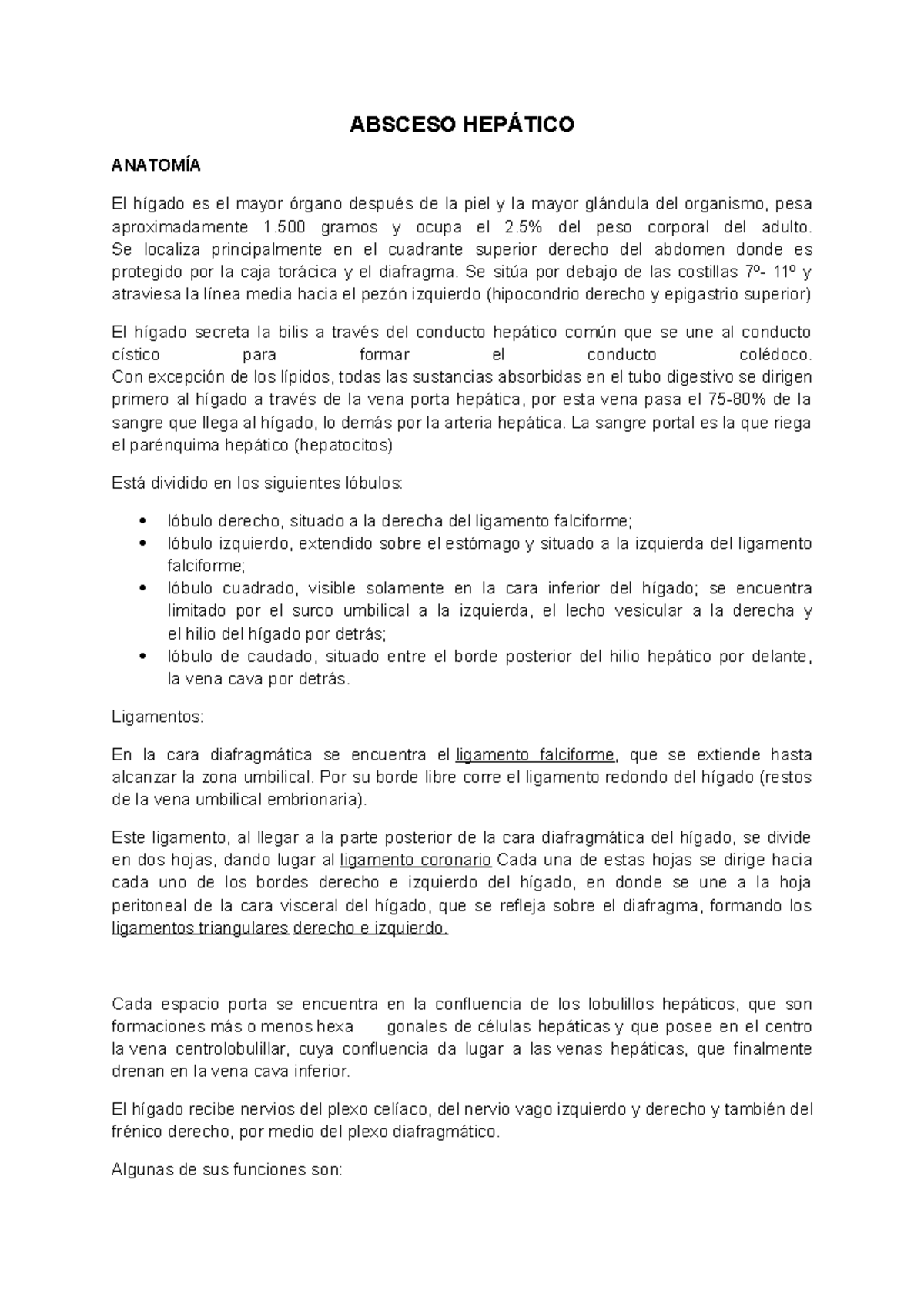 Abscesos hepaticos - ABSCESO HEPÁTICO ANATOMÍA El hígado es el mayor ...