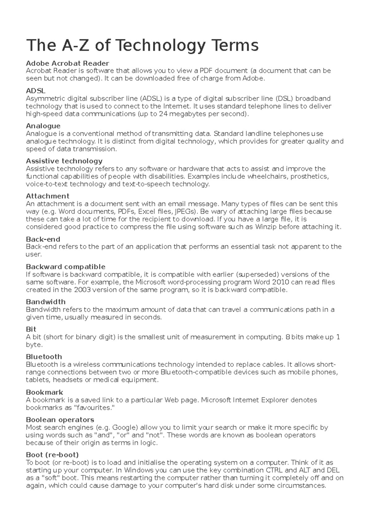 The A-Z of Technology Terms - The A-Z of Technology Terms Adobe Acrobat ...