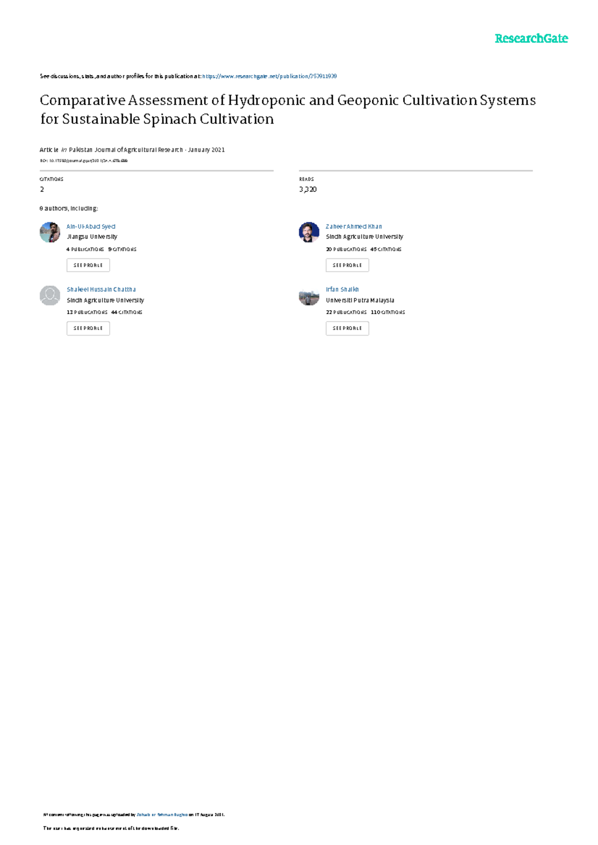 Comparative Assessment of Hydroponic and Geoponic - See discussions ...