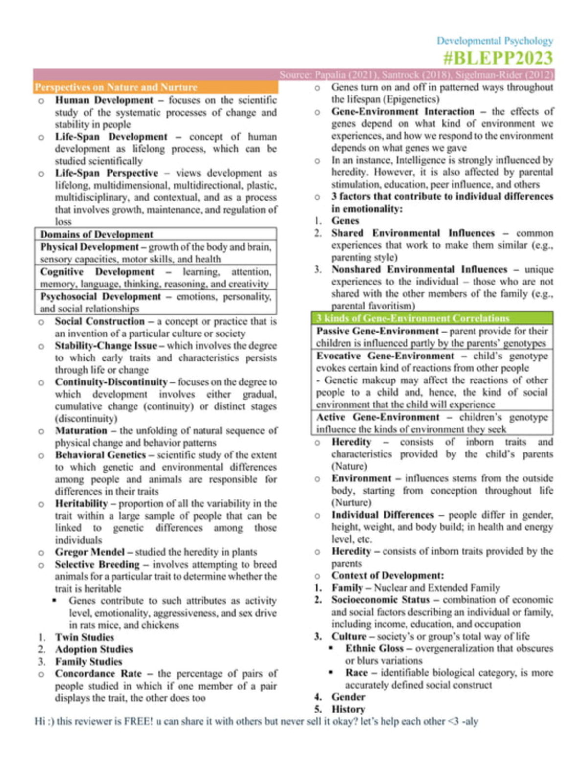 Dev Psych - reviewer - BS Psychology - Studocu