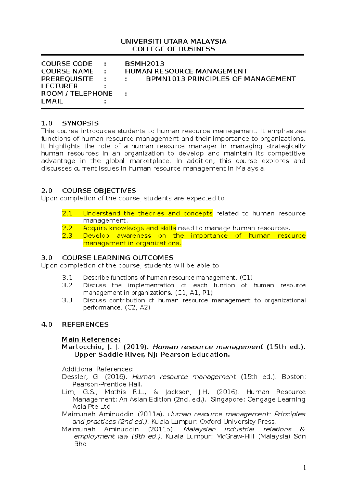 Bsmh2013 syllabus A202 - UNIVERSITI UTARA MALAYSIA COLLEGE OF BUSINESS ...