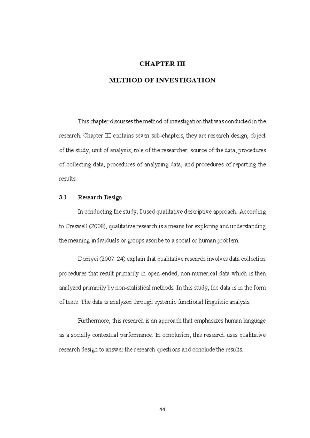 Physics 3-15 - 44 CHAPTER III METHOD OF INVESTIGATION This chapter ...