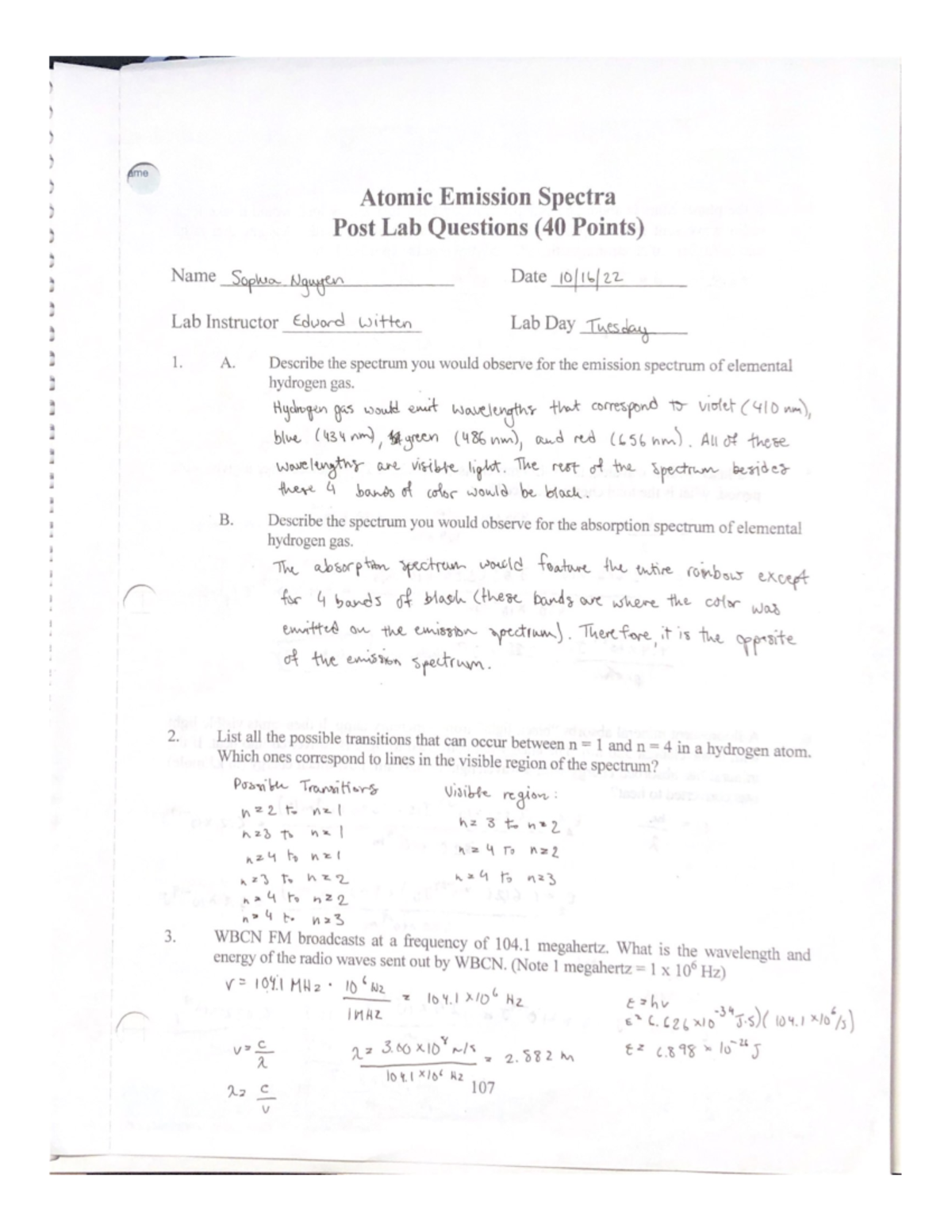 Atomic Emission Spectra-1 - Studocu