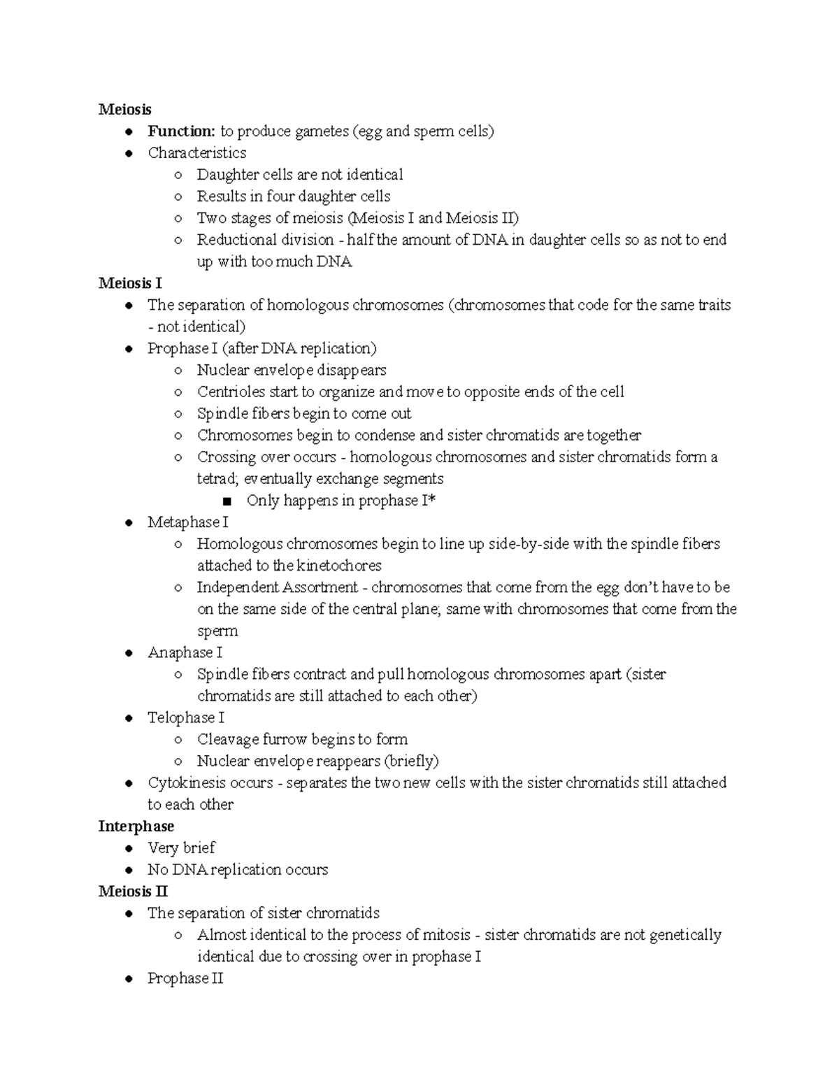 Meiosis Lecture - Notes and practice problems from class - Meiosis ...