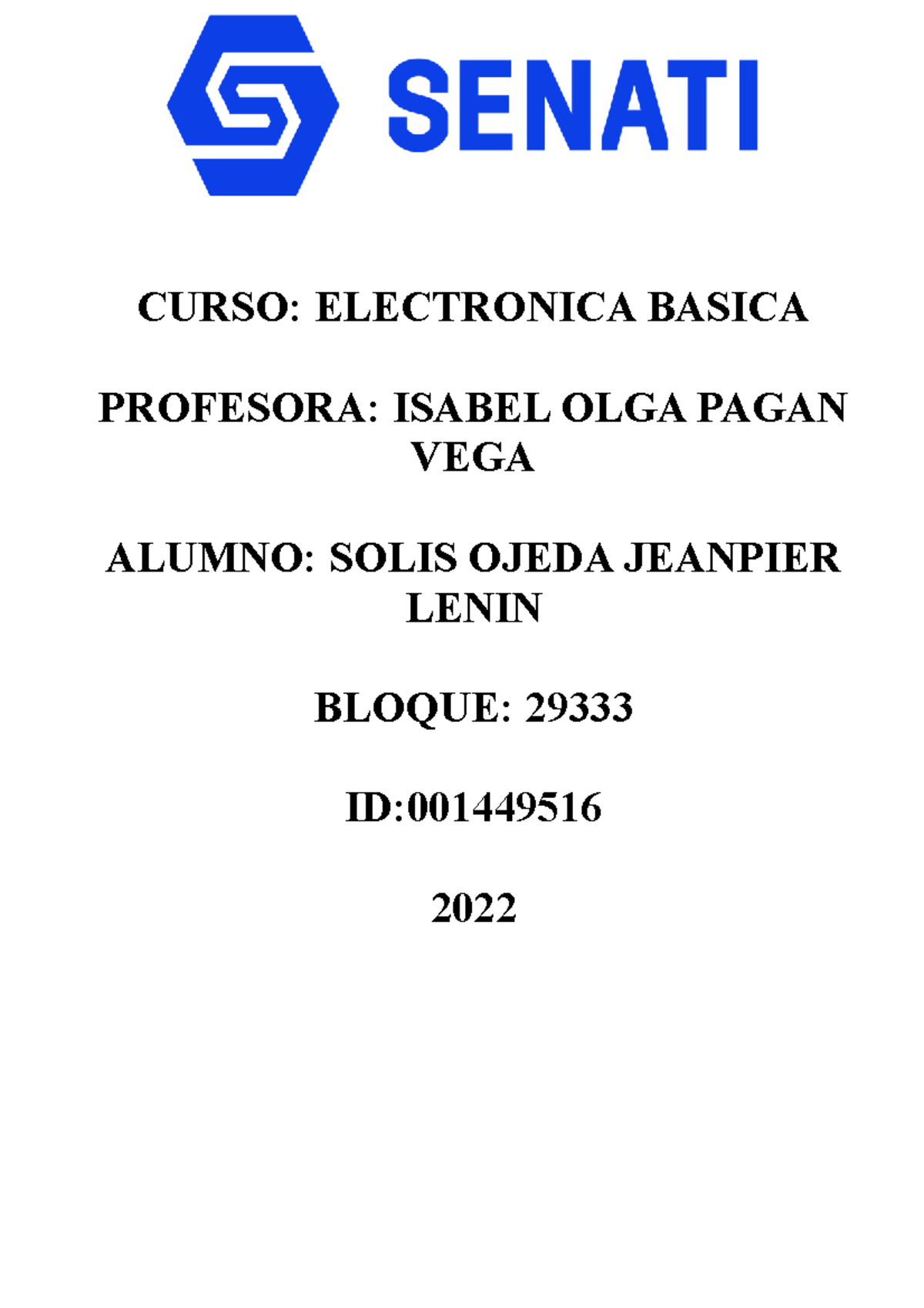 Trabajo Final Electronica Basica - CURSO: ELECTRONICA BASICA PROFESORA ...