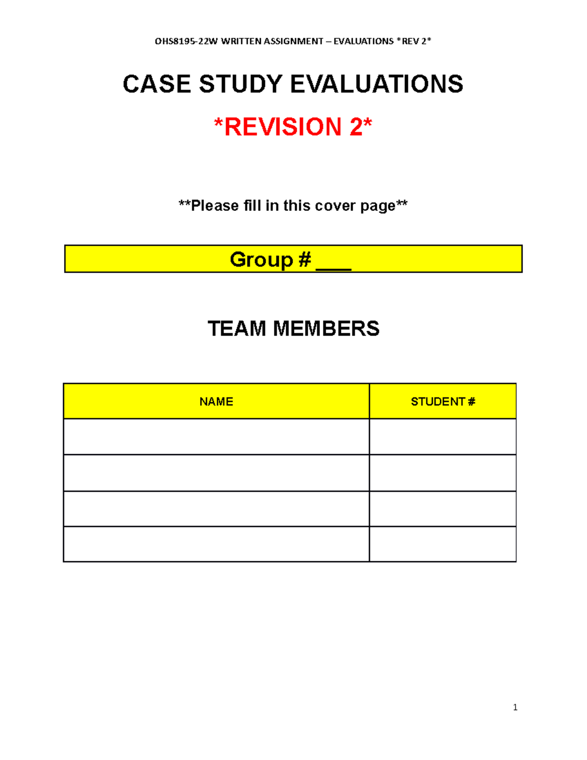 1OHS8195-22W Written Assignment - Evaluations REV 2 - CASE STUDY ...
