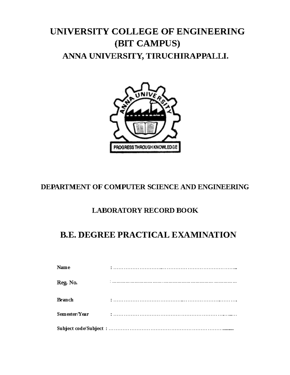 DMF LAB Manual - UNIVERSITY COLLEGE OF ENGINEERING (BIT CAMPUS) ANNA ...