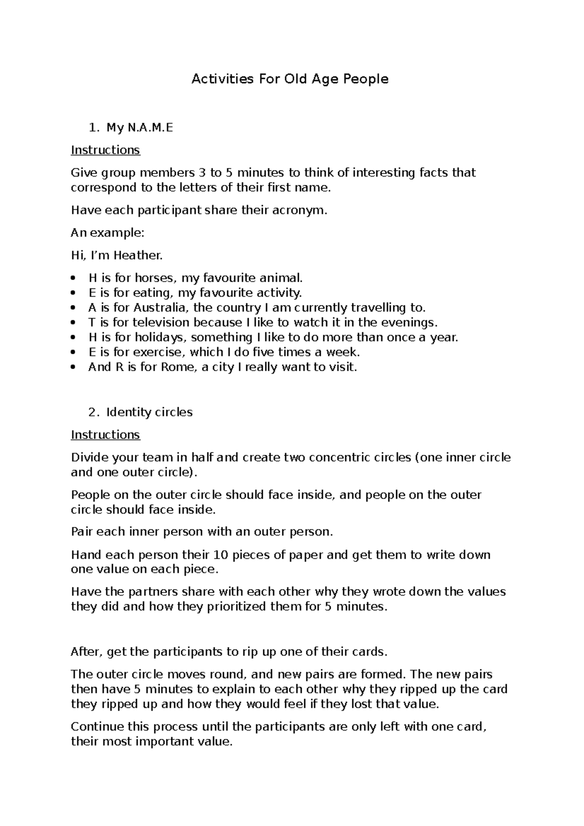 Activities for old age home - Activities For Old Age People My N.A.M ...