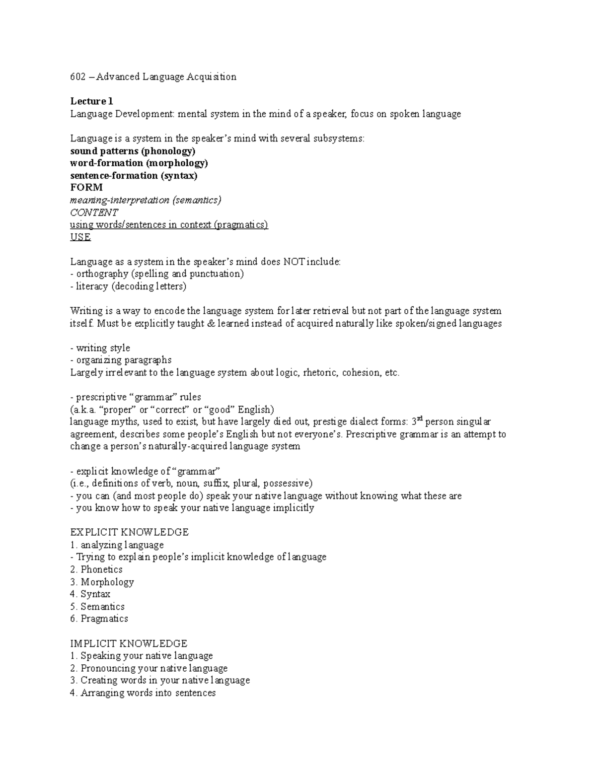 Advanced Language Acquisition Comprehensive Review - 602 – Advanced ...