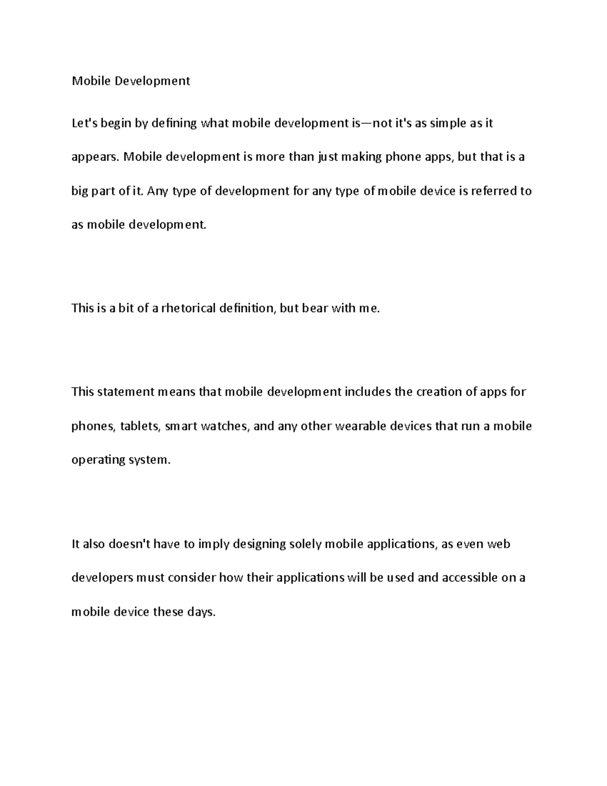 Mobile Development pt - Lecture notes 1 - Mobile Development Let's ...