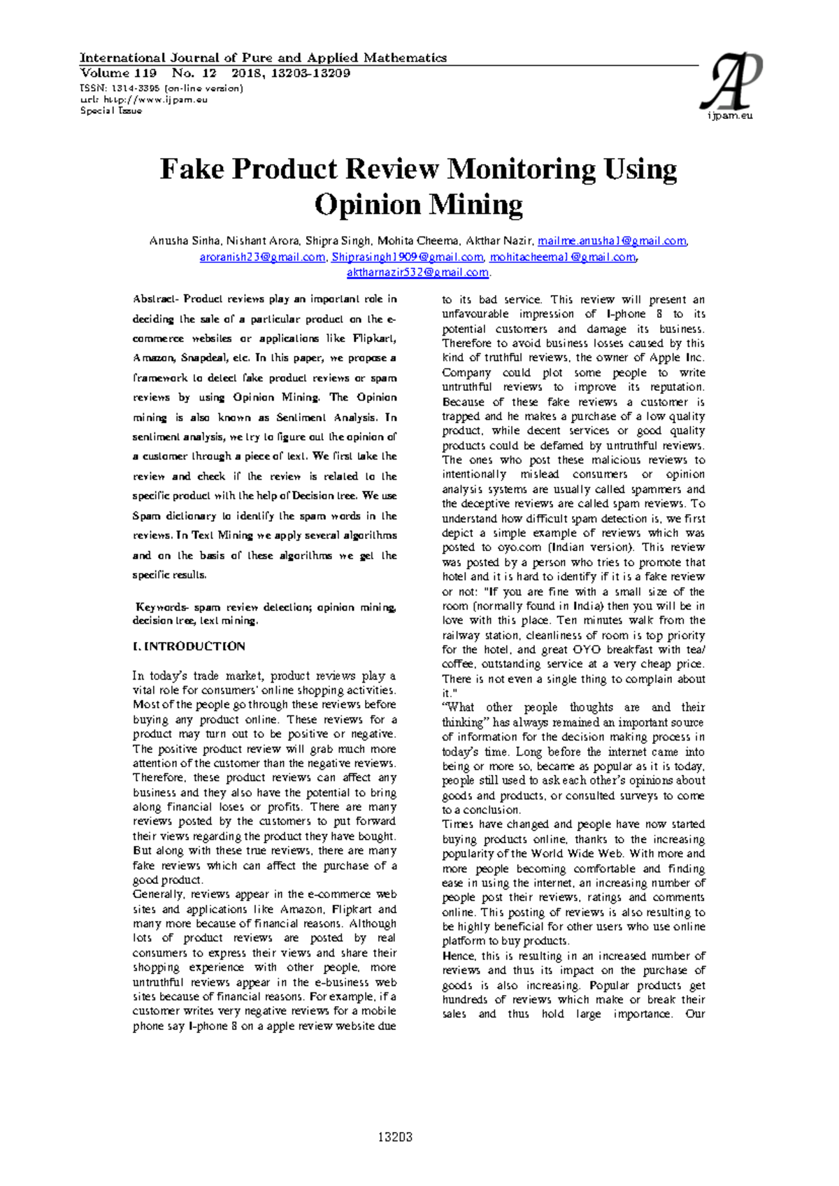 1203 - DVDV - Fake Product Review Monitoring Using Opinion Mining ...