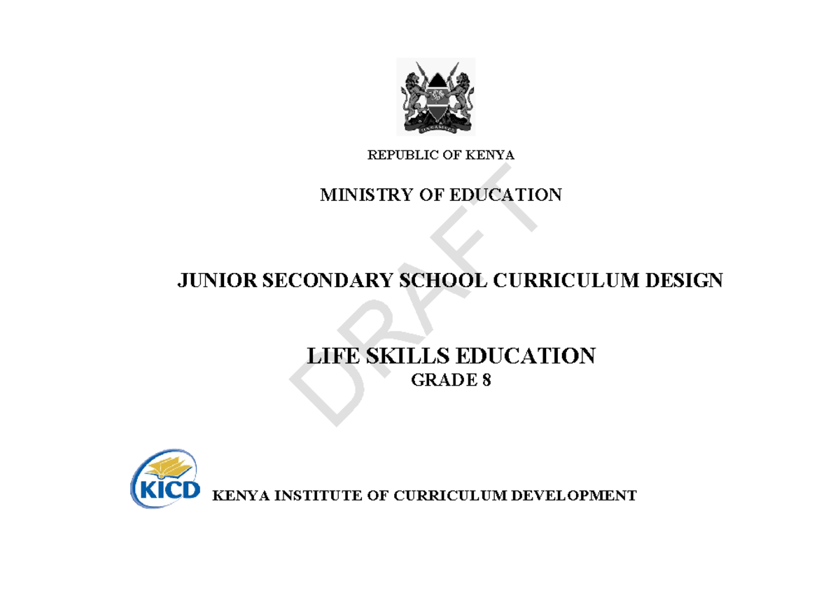 Life Skills Education- Grade-8-Design - REPUBLIC OF KENYA MINISTRY OF ...