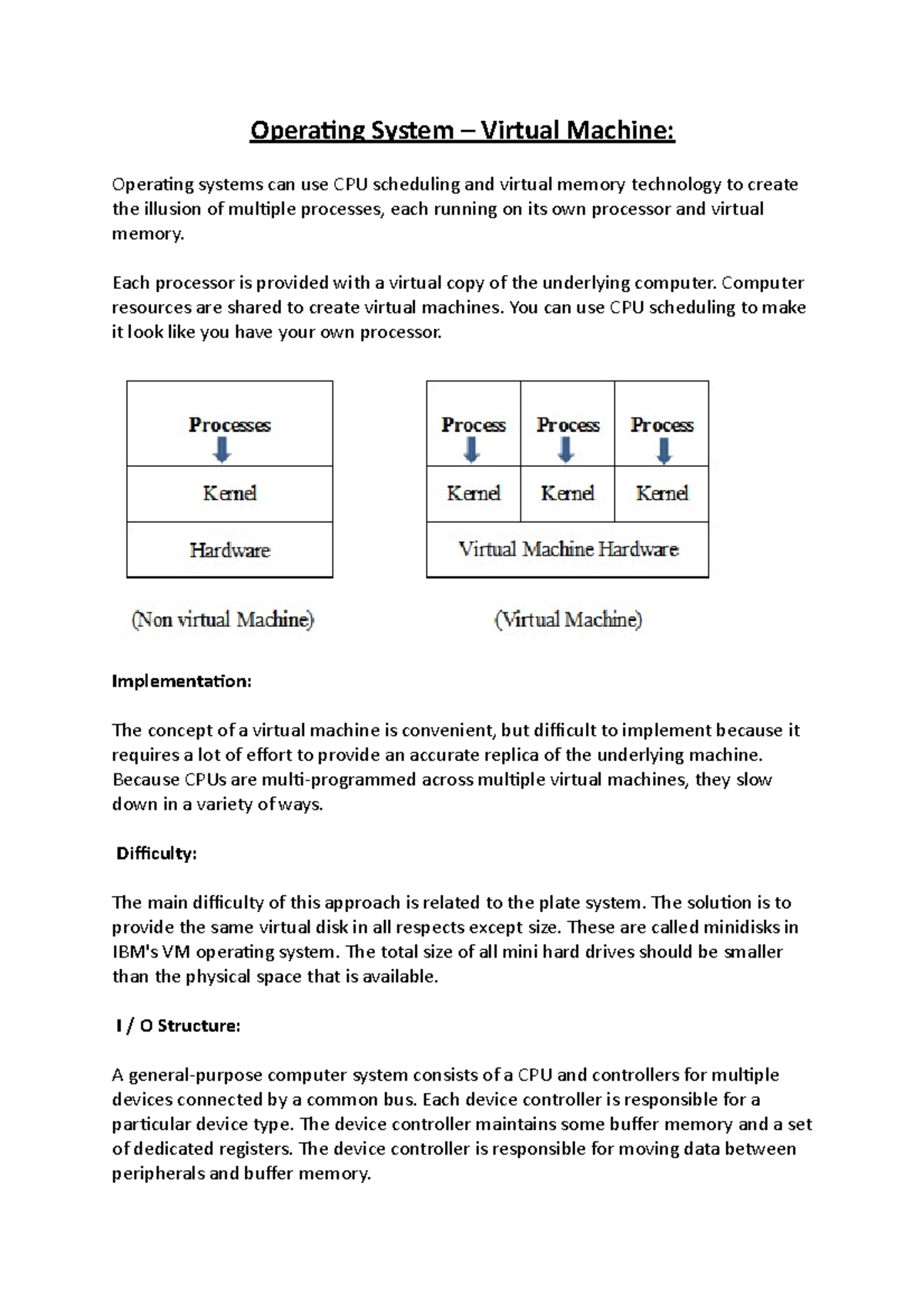 Operating System Virtual Machine Operating System Virtual Machine