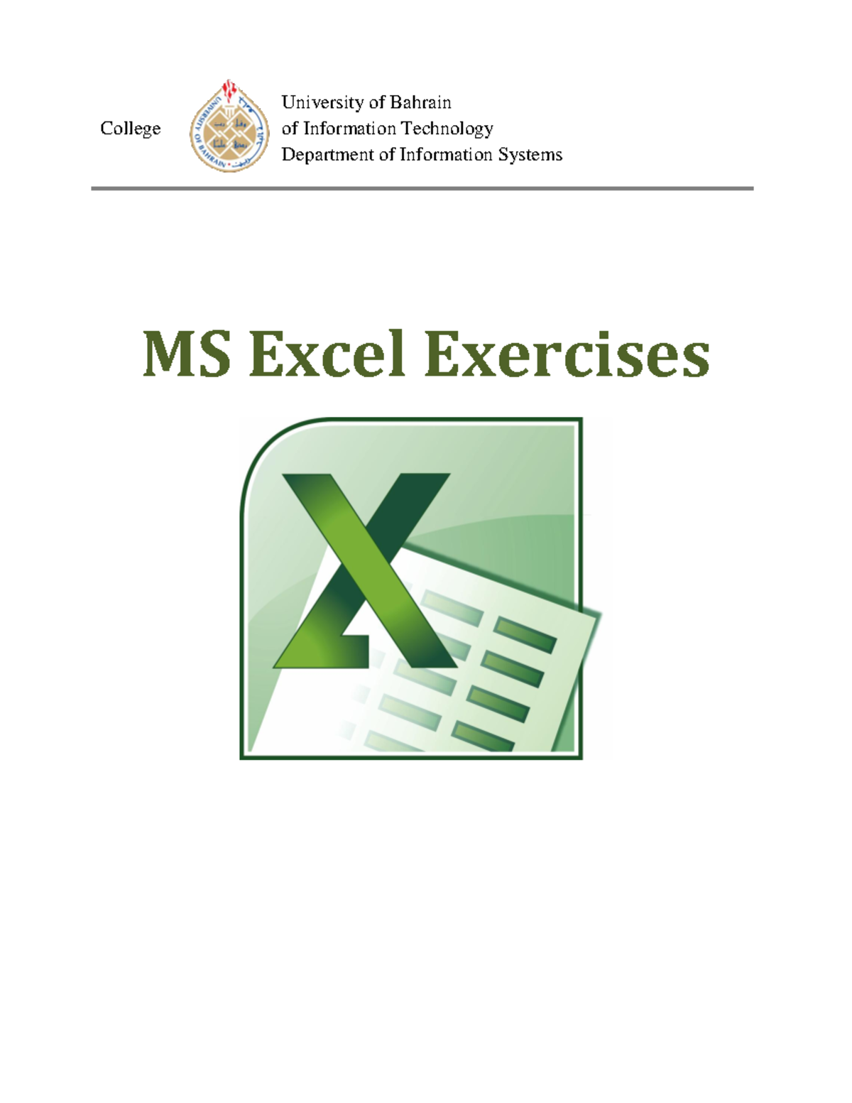 Ms-excel-exercises - excel for beginners - University of Bahrain ...