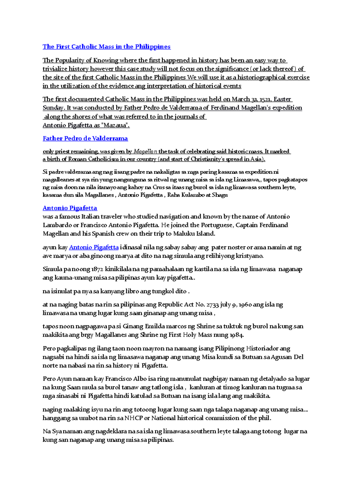 Father Pedro de Valderrama - The First Catholic Mass in the Philippines ...