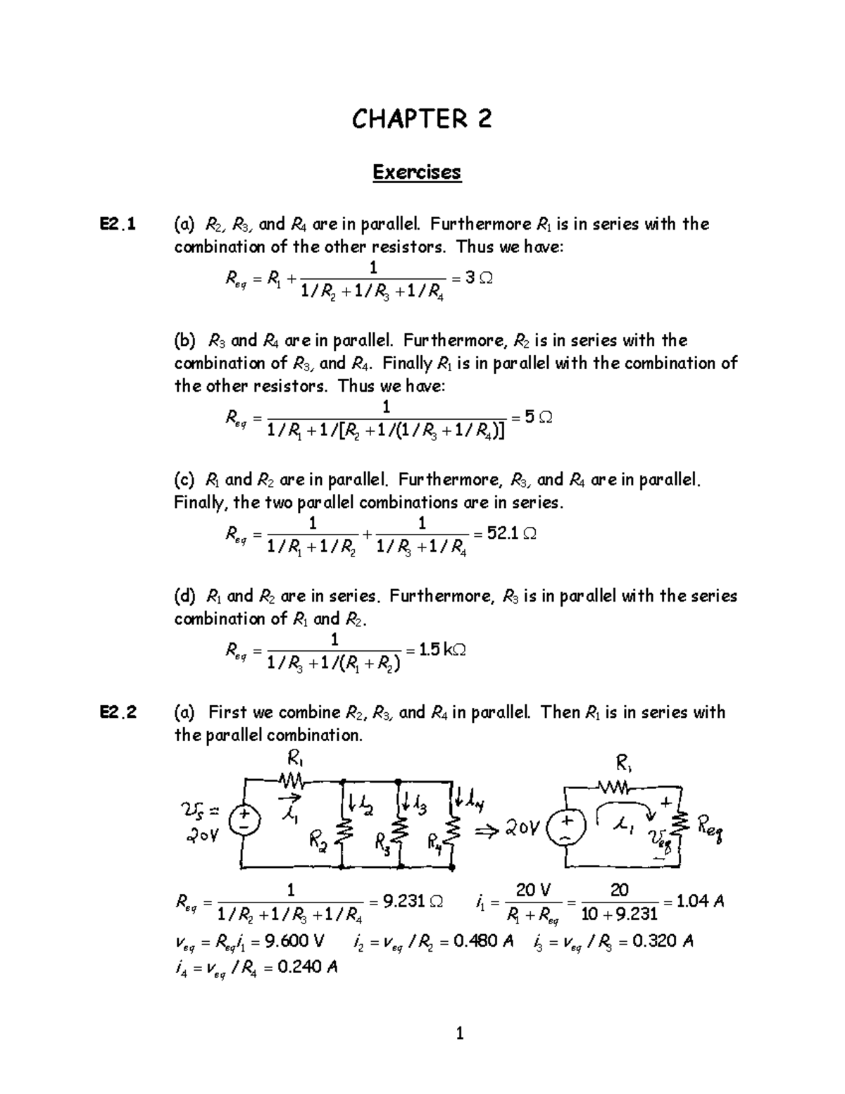 Chapter-02 - Solution Manual - CHAPTER 2 Exercises E2 (a) R 2 , R 3 ...