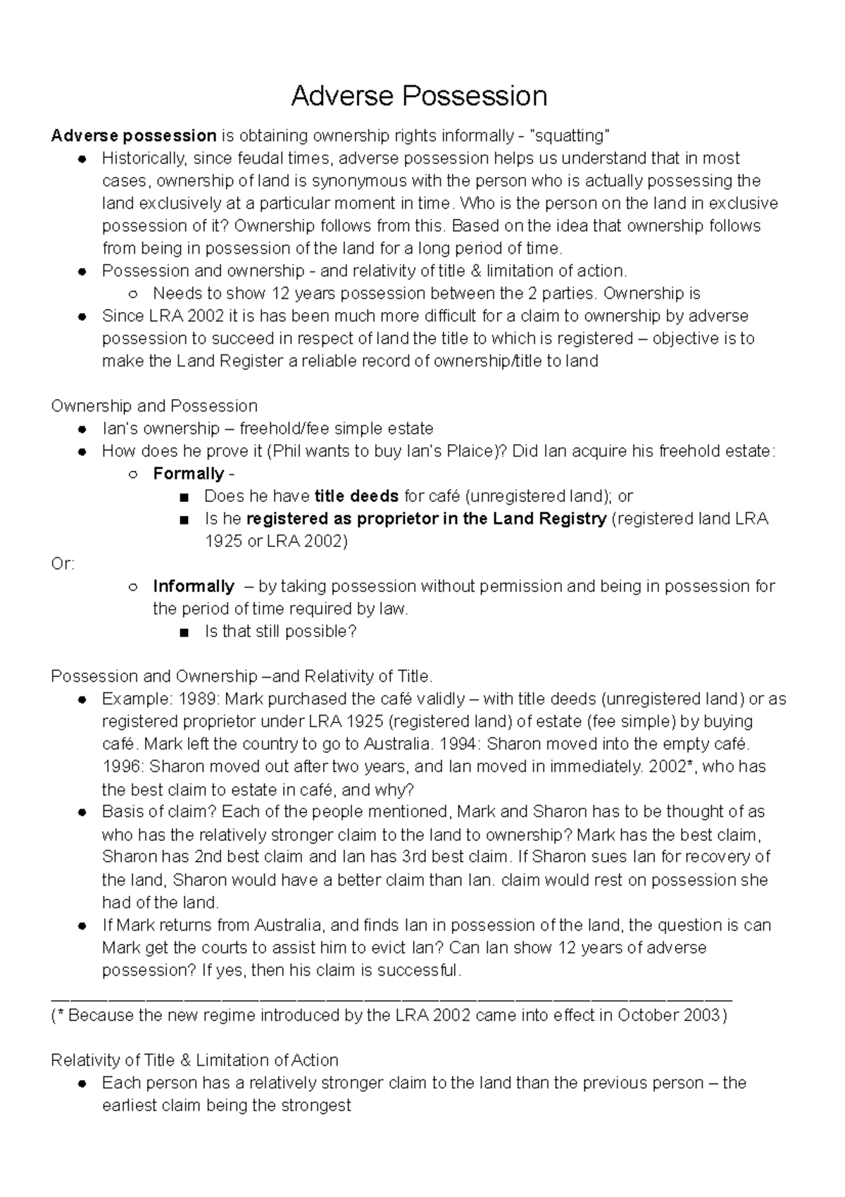 Adverse Possession - Adverse Possession Adverse possession is obtaining ...