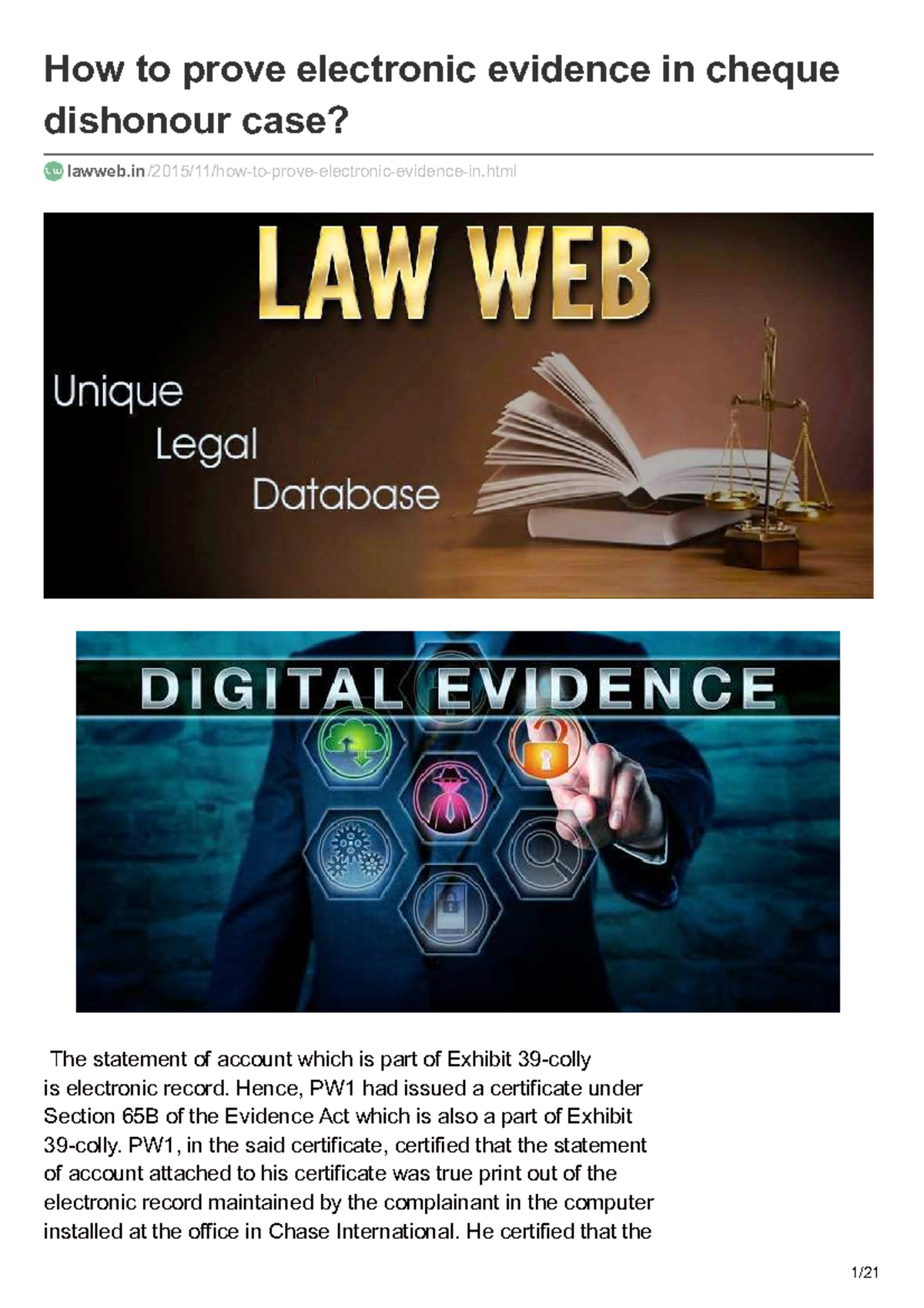 How to prove electronic evidence in cheq - How to prove electronic ...