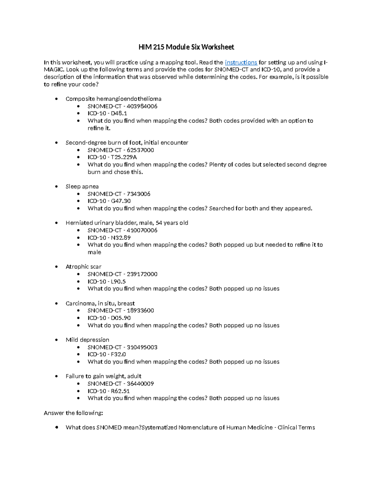HIM 215 Module Six Worksheet - HIM 215 Module Six Worksheet In this ...