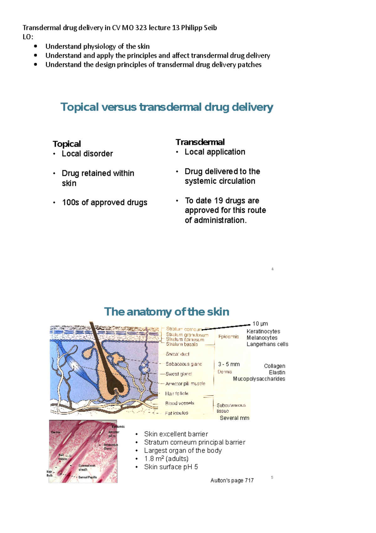 Transdermal drug delivery 323 lec13 - Transdermal drug delivery in CV ...