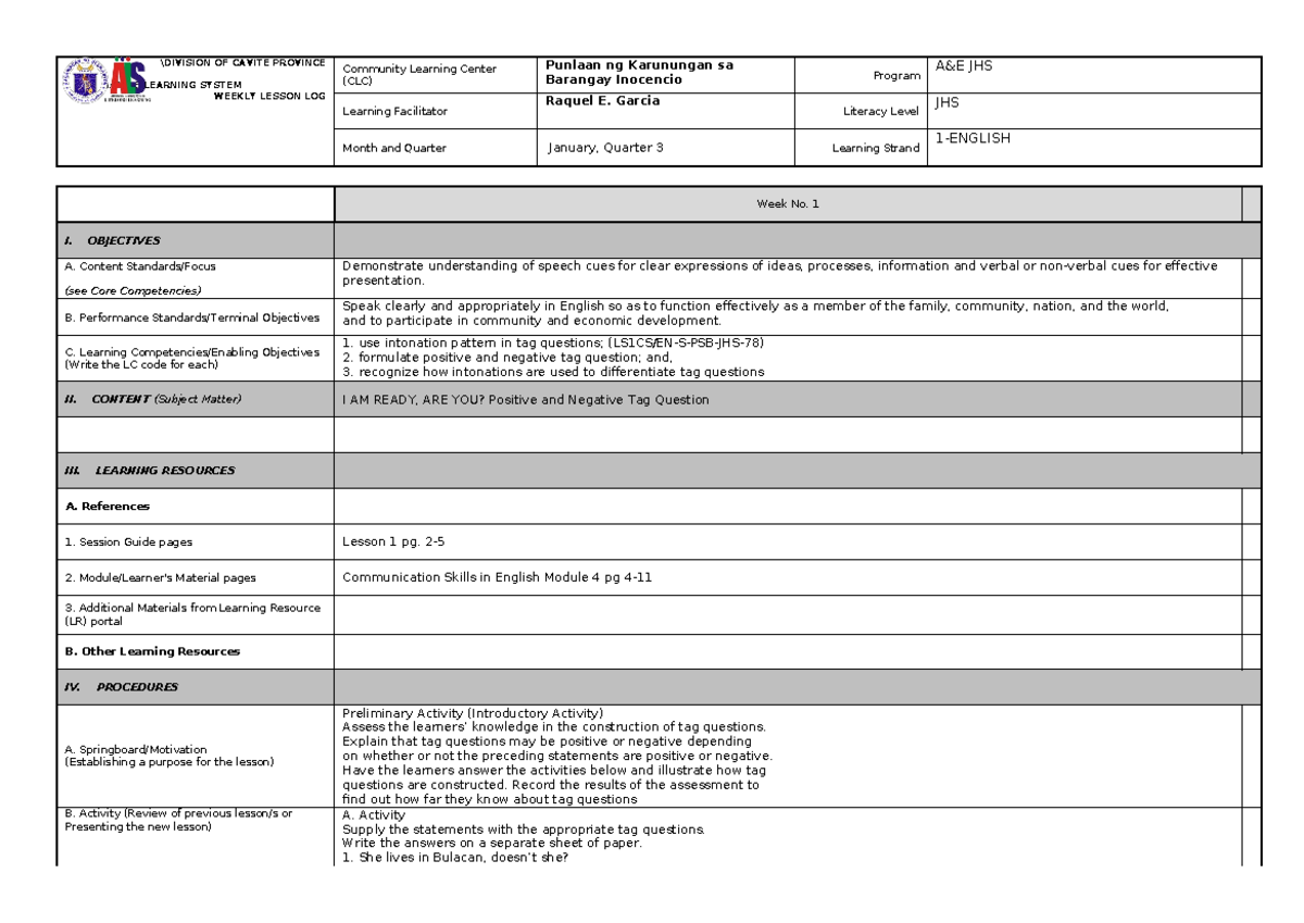 LS1- English Module-4-Lesson-1-3 - \DIVISION OF CAVITE PROVINCE ...