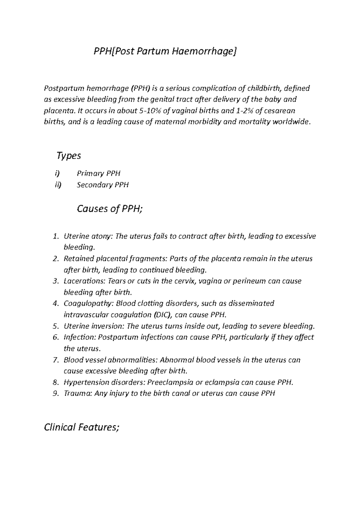 PPH - All important notes - PPH[Post Partum Haemorrhage] Postpartum ...