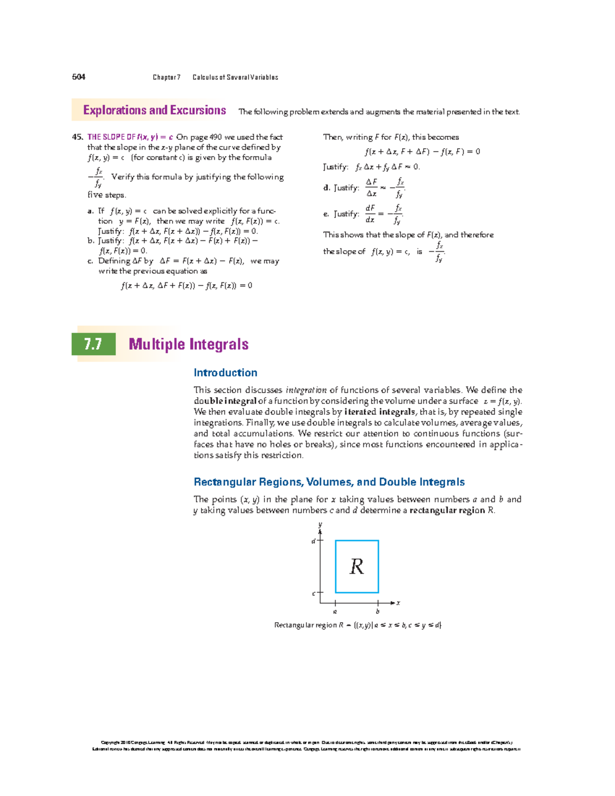 7.7 Multiple Integrals - 504 Chapter 7 Calculus of Several Variables Explorations and Excursions ...