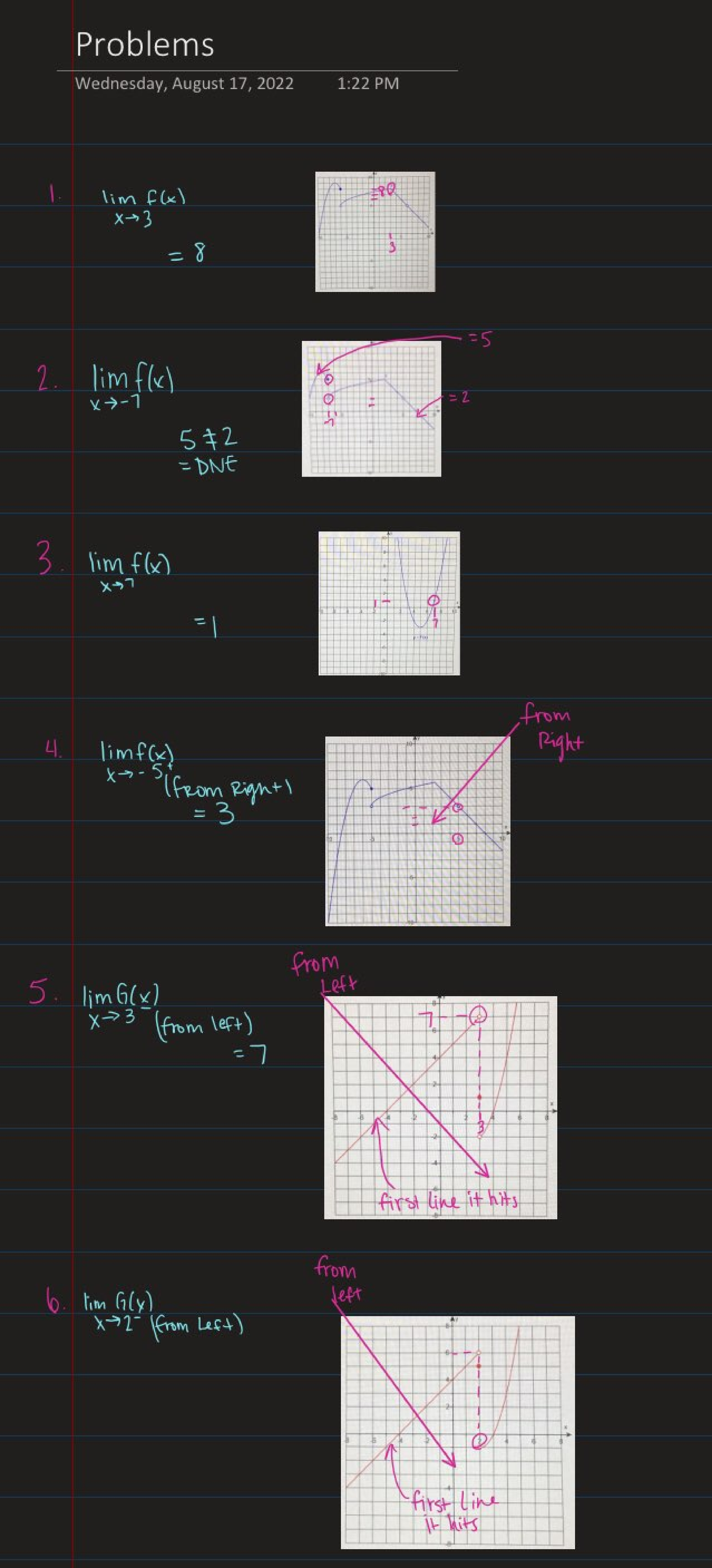 Problems - limits on graphs, from left and right - MAT 210 - Studocu