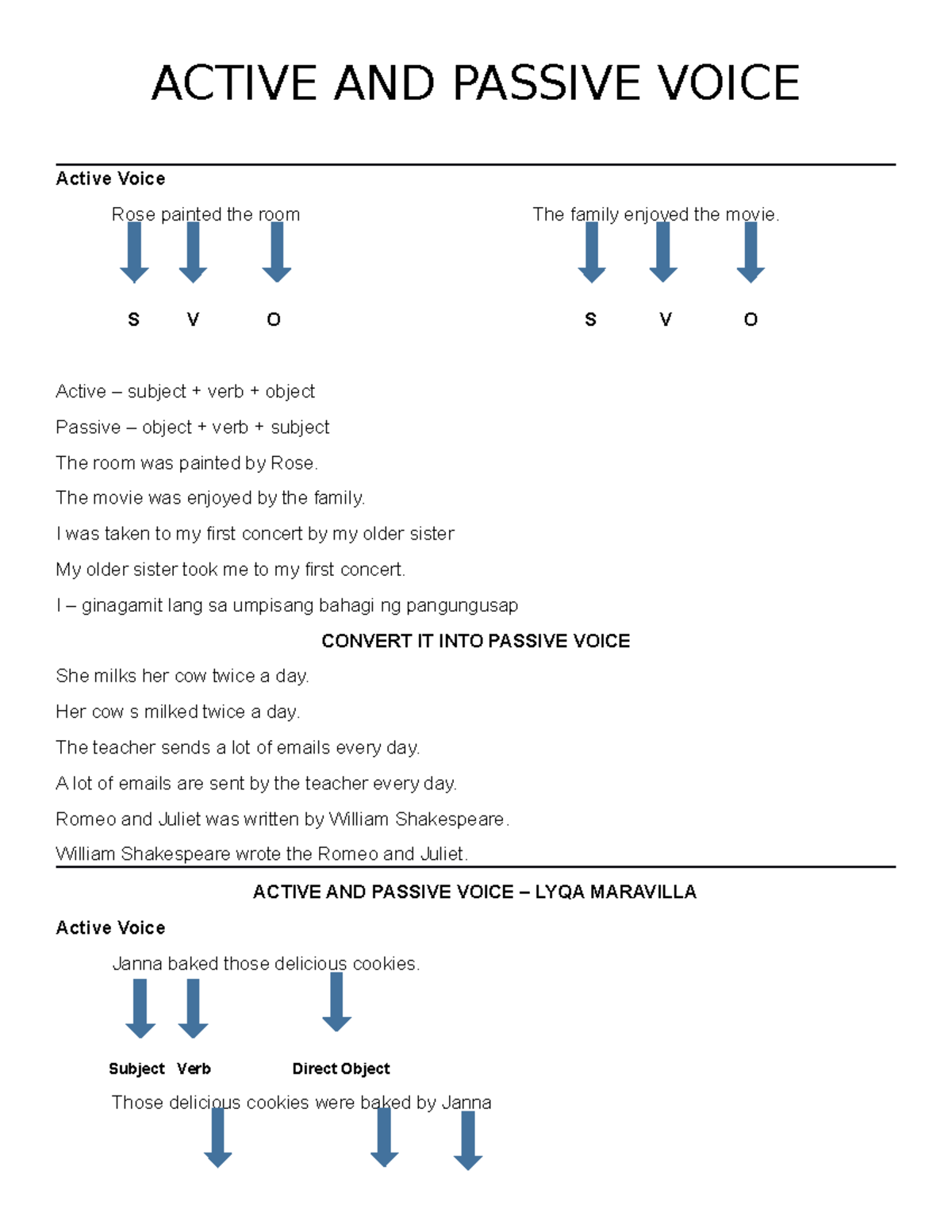 Active AND Passive Voice - ACTIVE AND PASSIVE VOICE Active Voice Rose ...