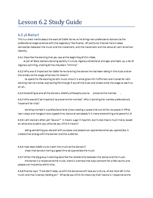 Lesson 1 DOC Study Guide-1-1 - Lesson 1 Study Guide 1 Dancing: Chapter ...