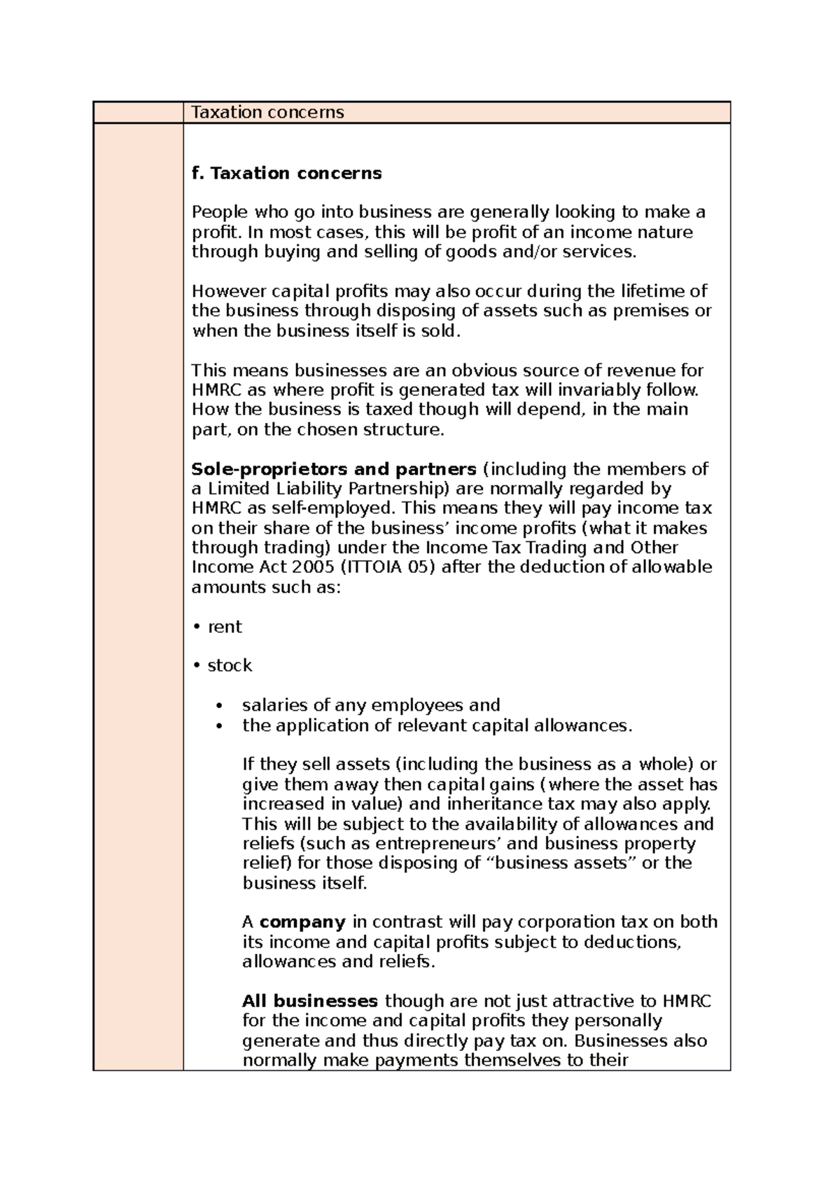 Taxation concerns notes - MMU - Studocu