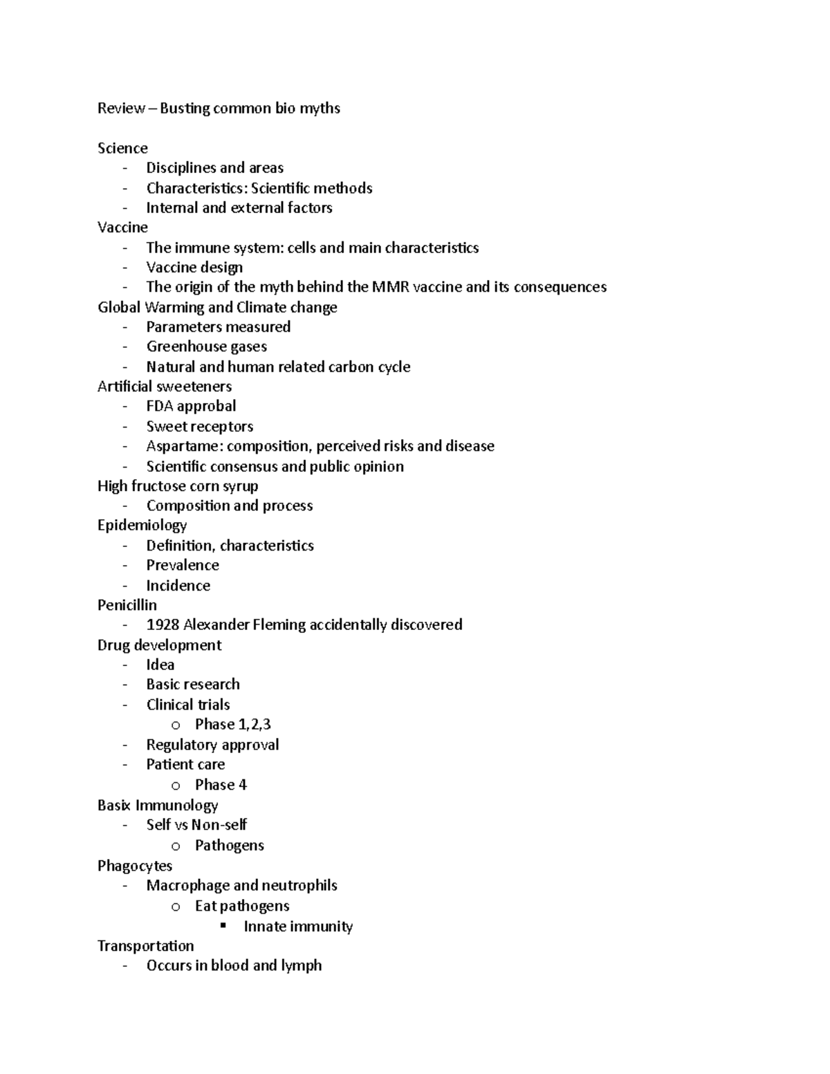 Review - Lecture notes 2 - Review Busting common bio myths Science ...