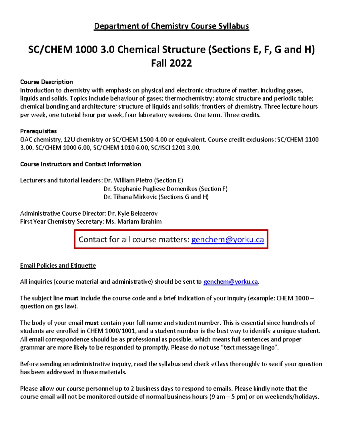 CHEM1000 - F22 - syllabus (Sections E, F, G, and H) - Department of ...