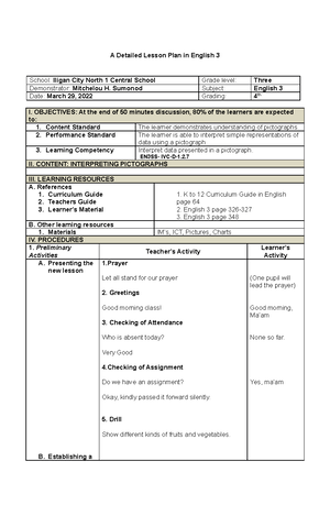 Cause and Effect Detailed Lesson Plan - Lesson Plan for Grade 8 English ...