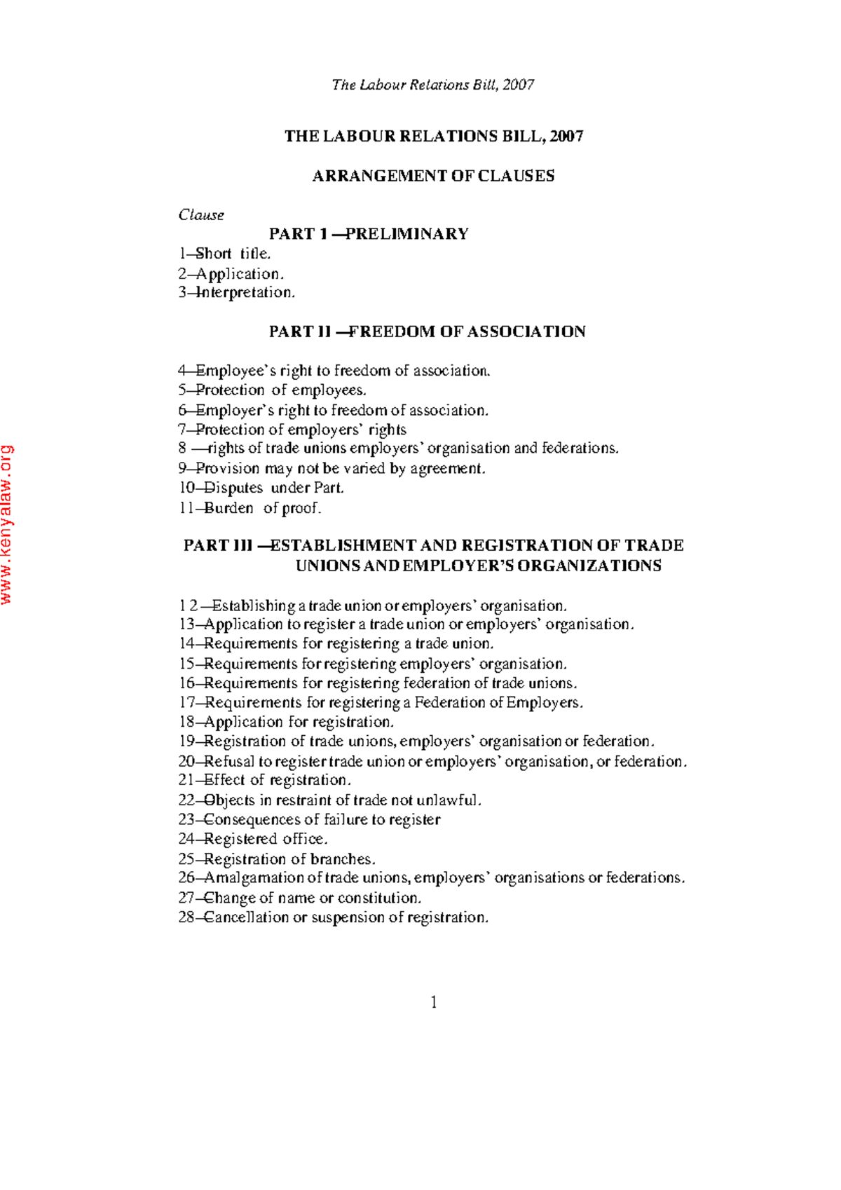 The Labour Relations Bill 2007 - THE LABOUR RELATIONS BILL, 2007 ...